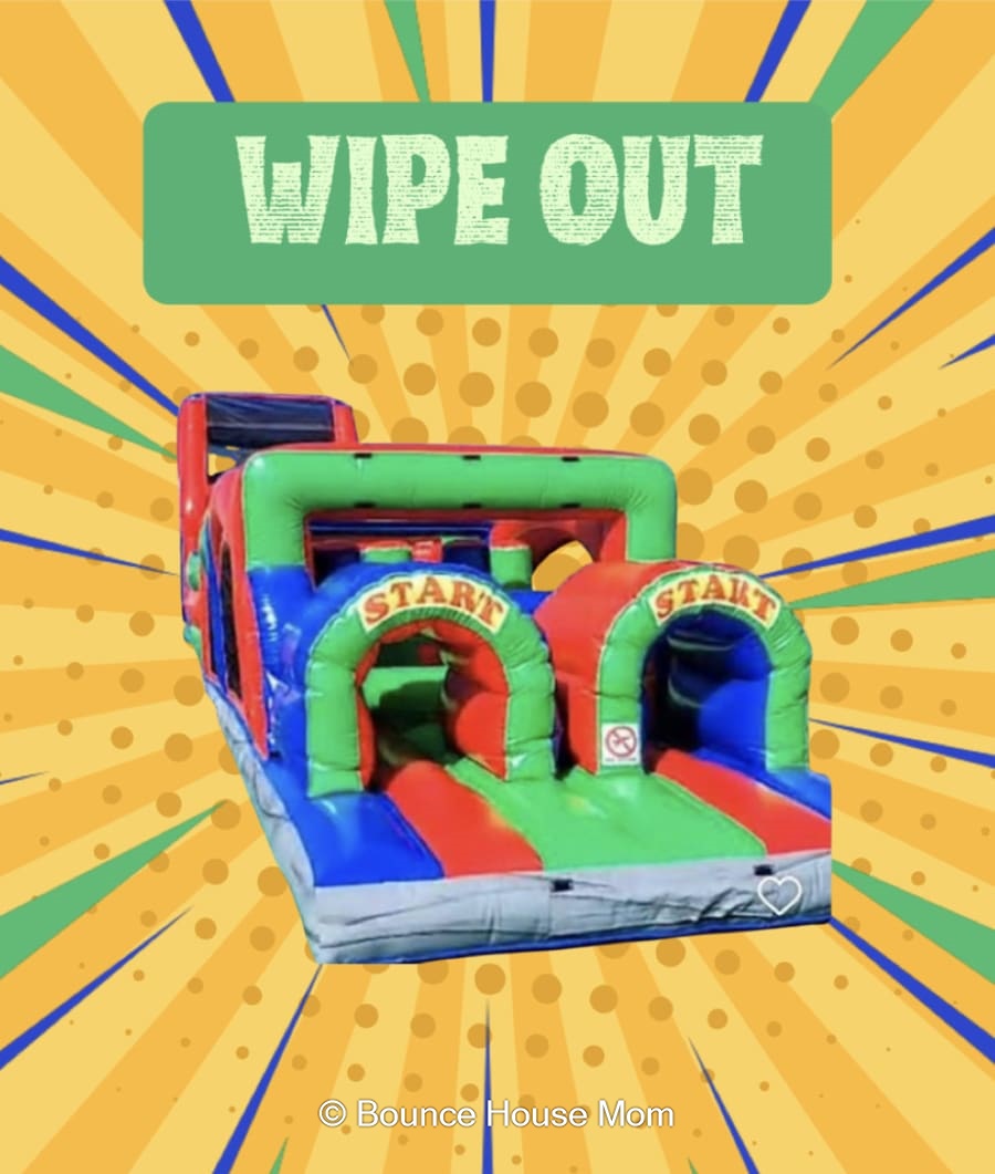 WIPEOUT! 40 foot Obstacle Course with slide - Hire in NJ | Bounce House Mom